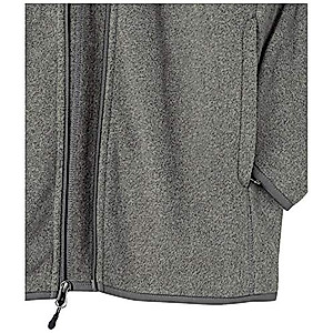 Amazon Essentials Men's Long-Sleeve Hooded Full-Zip Polar Fleece Jacket, Charcoal Heather, Large