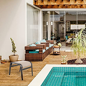 2O2OUP Summerville Outdoor Ottomans Textliene Patio Furniture Small Seating Furniture Aluminum Metal Footstools for Rest Set of 2