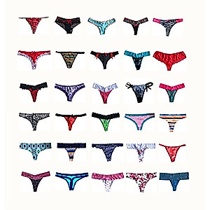 Morvia Varieties of Women Thong Pack Lacy Tanga G-string Bikini Underwear Panties (M, 10 Pcs)