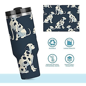 FRCSDIY Cartoon Dogs Insulated Tumbler with Handle and Straw Lid,40oz Leakproof Stainless Steel Cup BPA-Free Water Bottle