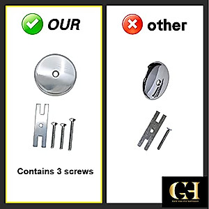 Gold-Hao-The-Bathroom Single Hole Bathtub Drain Overflow Plate/Tub Overflow Drain Ccover with Three Matching Screws/Bathtub Overflow Drain Cover Includes an Adapter (Chrome)