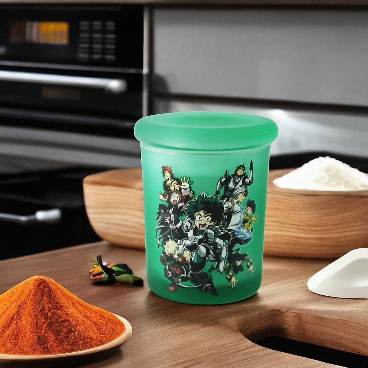 JUST FUNKY My Hero Academia Collector Edition Container | Frosted Glass Container Class-1A Rubber Seal Jar | MHA | Anime Food Container | Home Deco | Offical Licensed
