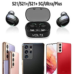 VOLT PLUS TECH Wireless V5.1 Bluetooth Earbuds for Samsung Galaxy S22/S21/Ultra/Plus/5G F9 TWS with Mic,8D Bass,Noise Reduction Technology,Waterproof with 2000mAh Charging Case