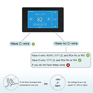 MoesGo Programmable WiFi Smart Thermostat for Home, No C-Wire Required by C-Wire Adapter, with Zone Remote Sensor, Remote Control Tuya/Smart Life, Compatible with Alexa and Google Assistant, 24VAC