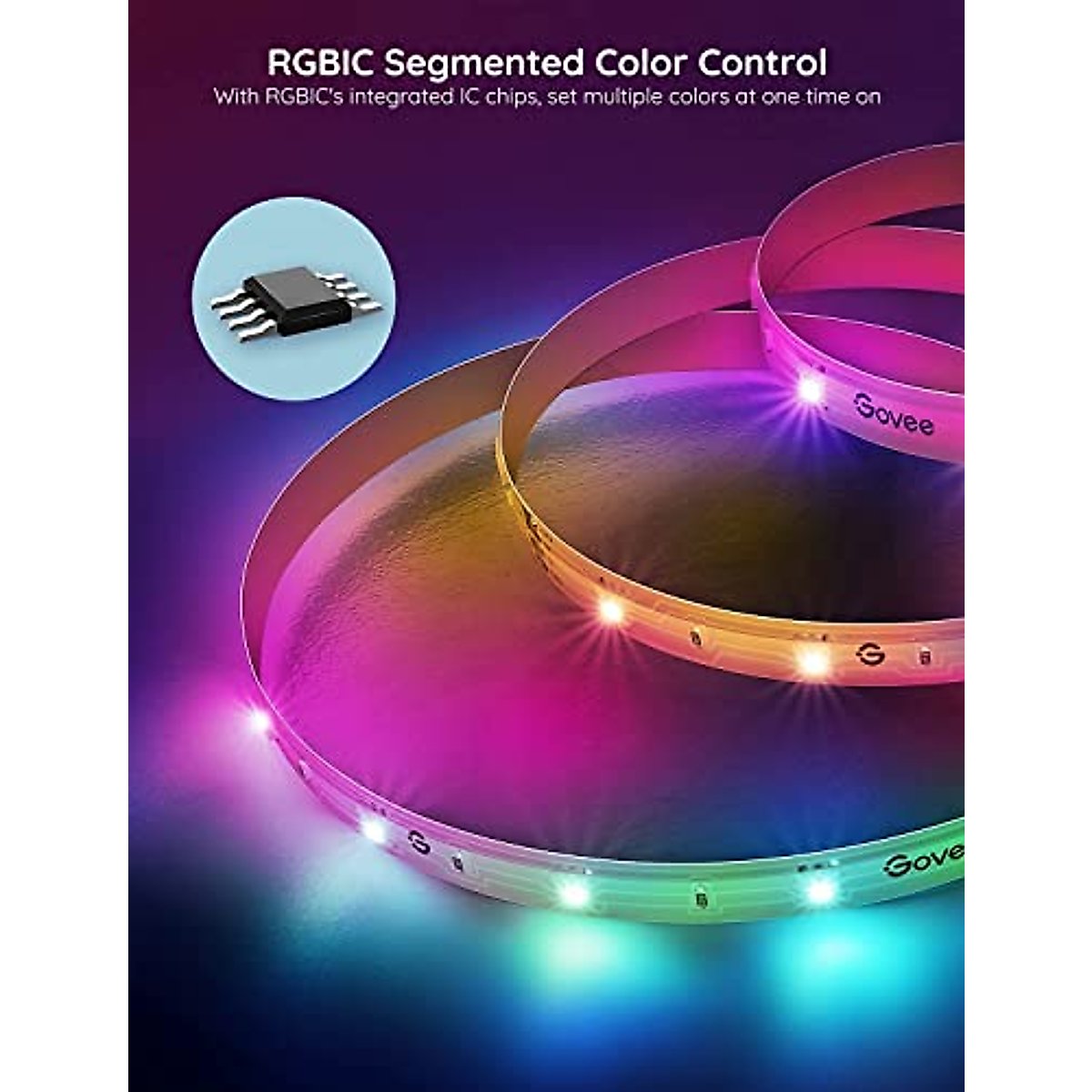 Govee RGBIC Alexa LED Strip Light 16.4ft, Smart WiFi LED Lights Work with Alexa and Google Assistant, Segmented DIY, Music Sync, Color Changing LED Strip Lights for Gaming Room, Bedroom, Cabinet, Desk