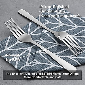 24 Pieces Dinner Forks, Bestdin Food Grade Stainless Steel Forks Silverware, Forks Set of 24 Use for Home Kitchen Restaurant, 7.1 Inches Flatware Silverware Forks, Mirror Polished & Dishwasher Safe