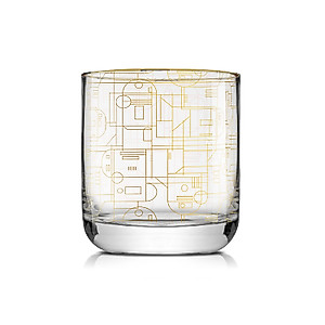 JoyJolt Star Wars Glassware. 'Deco' Lowball Glasses Set of 4, 10oz Star Wars Glasses. Short Glass Tumbler with Darth Vader in a Retro Crystal Glass Cup. Double Old Fashioned Rocks Glass or Water Glass