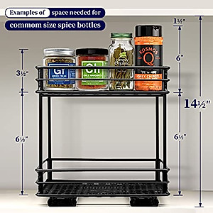 Kitsure Spice Rack Organizer for Cabinet - 2 Packs, Easy-to-Install Pull Out Spice Cabinet Organizers, 8''Wx10.23''Dx8.54''H Slide Out Spice Racks, Double Layer(Jars Not Included)