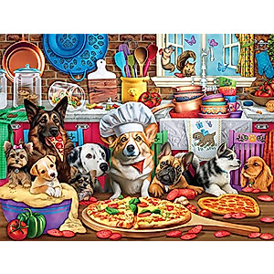 Buffalo Games - Pizza Time Pups - 750 Piece Jigsaw Puzzle & Beachcombers - 750 Piece Jigsaw Puzzle Multicolor, 24" L X 18" W