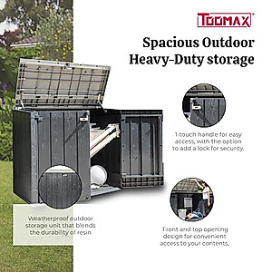 Toomax Stora Way All Weather Outdoor Extra Large Horizontal Storage Shed Cabinet for Garden Tools, and Yard Equipment, Taupe Gray and Anthracite