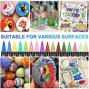 Oficrafted Acrylic Paint Pens, 50 Colors Dual Tip Markers with Fine and Brush Tip, Premium Marking Pens Set for Rock, Wood, Plastic, Fabric Painting and DIY Crafts
