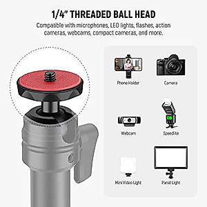 NEEWER 14.2”/36cm Flexible Holding Arm, Camera Mount Stand Overhead Extension Arm with 360° Swivel Ball Head and Adjustable Clamp for DSLR & Mirrorless Camera, Phone, LED Video Light, Webcam, CR221A