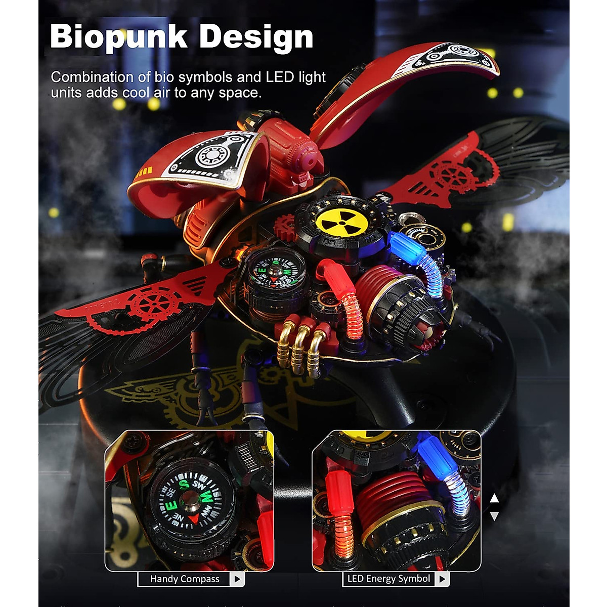 ROKR 3D Metal Model Kits for Adults Scout Beetle - 147PCS 3D Metal Puzzle Electric Mechanical Plastic Building Kit Hobby Kit Gift for Adults/Boys/Girls