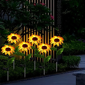 SLXTOU Led Solar Sunflower Flower Light, Outdoor Garden Garden Decoration Light, Lawn Plug-in Light