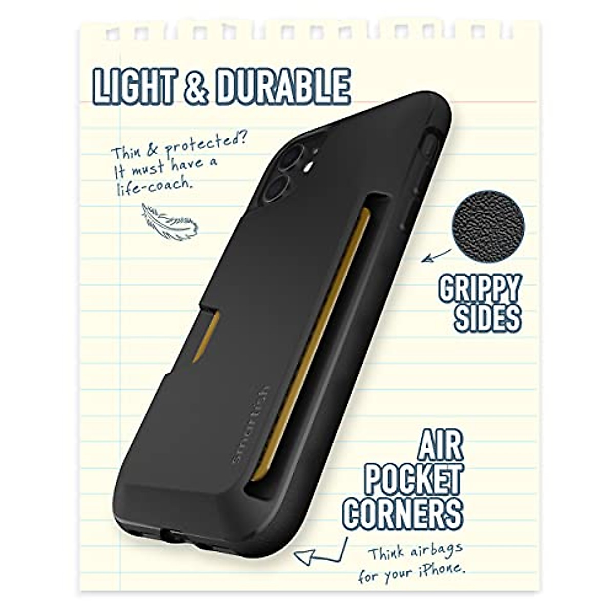 Smartish iPhone 11 Wallet Case - Wallet Slayer Vol. 1 [Slim + Protective] Credit Card Holder (Silk) - Black Tie Affair