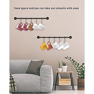 QYINXIU Coffee Mug Wall Rack，Coffee Cup Holder Wall Mounted，Mug Racks for Wall，Mug Wall Rack，Mug Holder Wall，Set of 2, Black (Black)