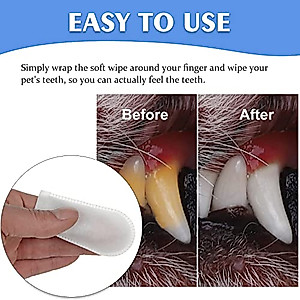 GARYOB Pet Dental Fingers Wipes, Oral Cleansing Teeth Wipes Pads for Dogs and Cats - Optimize Oral Health, Freshen Breath- 50 Wipes