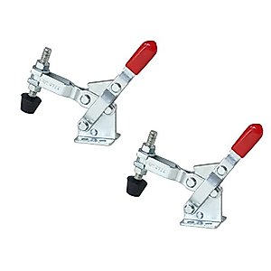 POWERTEC 20319 Vertical Quick-Release Toggle Clamp 102B - 220 Ibs Holding Capacity w Rubber Pressure Tip, 2PK