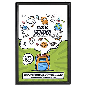 M&T Displays Portable Snap Poster Frame 40x60 Inch Black 1.77" Aluminum Profile Front Loading Wall Mounting Photo Picture Document Certificate Sign Holder Mitered Corner Anti Glare Cover