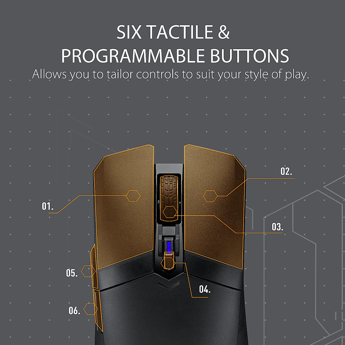 ASUS TUF M4 Gaming Wireless Gaming Mouse | Dual Wireless Modes - Bluetooth/RF 2.4 GHz, 12K DPI Optical Sensor, 6 Programmable Buttons