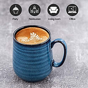 Hasense Ceramic Coffee Mug Set of 4,12oz Coffee Cups Ceramic, Blue Mugs with Large Handle for Coffee, Tea, Milk and Chocolate,Dishwasher & Microwave Safe