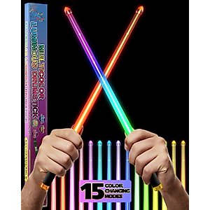 Lightsaber Drum Sticks Light Up Drum Sticks For Adults Lighted LED Rechargeable 15 Color Changing Star Wars Glow Drumming Drumsticks Glowing Drummer Plastic Drum Stick Anime Gift Set ２Sticks Per Pack