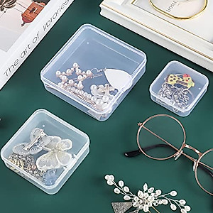 WSICSE 12 Pack Small Bead Organizers, Clear Bead Storage Organizer Plastic Bead Box with Lids Square Mixed Sizes for Small Items, Crafts, Jewelry
