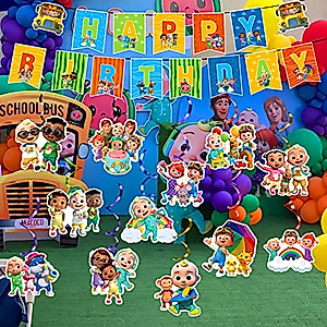 JJ Birthday Decorations Supplies 1* Happy Birthday Banners 12*Cartoon Coco JJ Melon Hanging Swirls Ceiling Ribbons Party Decorations,Kids Boys and girls for birthday party supplies Happy Theme Decor