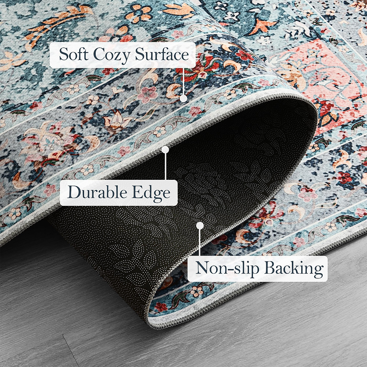 NEOCOZY 5x8 Vintage Rug,Washable Rug, Antique Collection Area Rug, Stain Resistant Rugs for Living Room Bedroom Dining Room