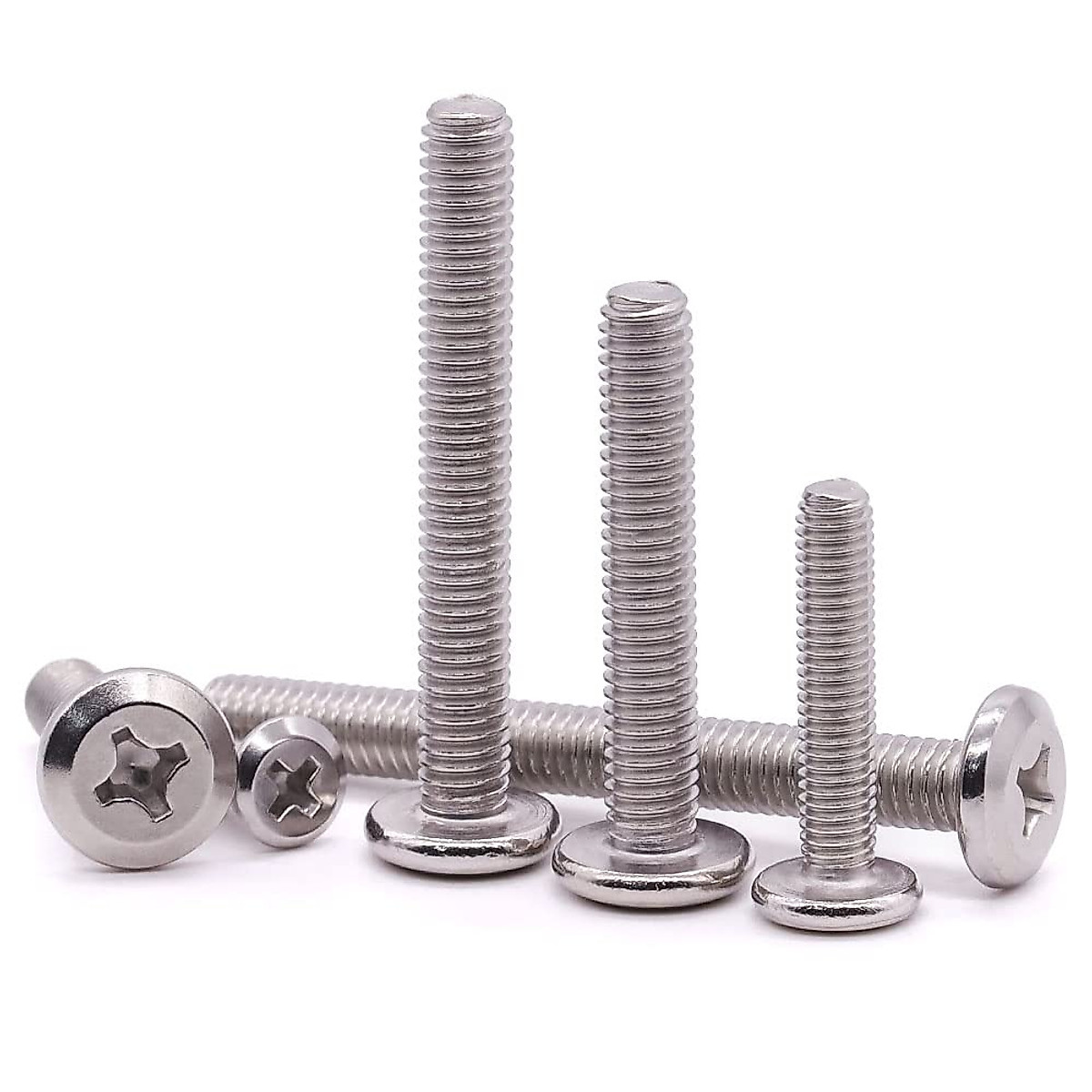 M5 x 8mm (50 PCS) Round Phillips Drive Head Binding Screws, Machine Screws, 304 Stainless Steel 18-8, Full Thread, Furniture Screws Connector Bolts