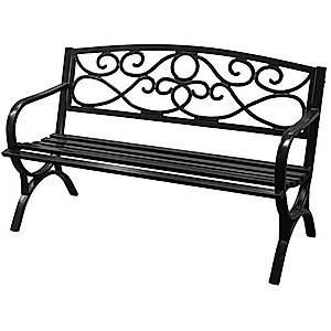 ABBLE 4 Ft. Steel Frame Outdoor Patio Garden Bench 2-Person Loveseats Outdoor Furniture Park Bench