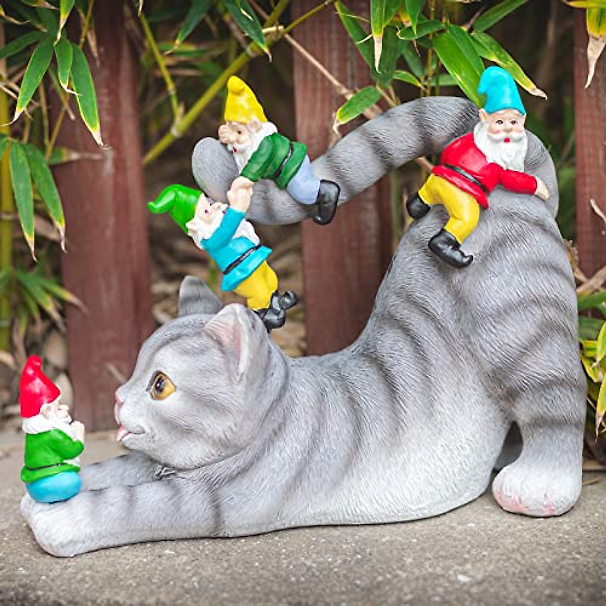 Ovewios Garden Gnome Statue Outdoor Decor - Cat Garden Gnome Statues Yard Art for Home Indoor Outdoor Patio Lawn Cat Gifts