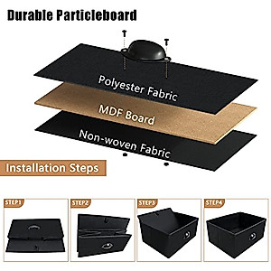 Furologee 6 Drawer Dresser Fabric, Double Shelf Black Closet Organizer Storage Tower Unit for Bedroom, Living Room Entryway, Rustic Bins, Sturdy Metal Frame