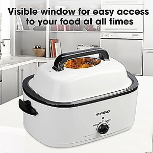 Roaster Oven 26 Quart Electric, Turkey Roaster with Lid Glass Window Design,Large Stainless Steel Turkey Roaster Oven