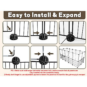 FHTONGE Extra Large Rabbit Playpen Indoor, 11 Sq Ft C&C Guinea Pig Cage Habitat, Small Animal Playpen Raised Guinea Pig Playpen for Chinchilla Hamster Hedgehog Ferret Puppy Kitten Rat Bunny