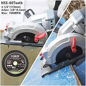 FACHLICH 4-1/2" Circular Saw Blades Set,6pcs HSS/TCT/Diamond Saw Blades for Cutting Wood Metal Plastic Tile 3/8 inch Arbor