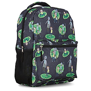 RICK AND MORTY Allover Backpack, Summer and Squanchy - Official School Bookbag (Black)