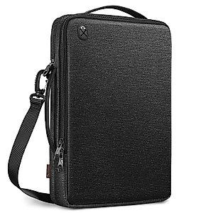 FINPAC 15.6-inch Laptop Shoulder Bag, Protective Computer Carrying Case Compatible with 16.2" MacBook Pro M4/M3/M2/M1, 15-16" MacBook Air/Pro, Surface Laptop/Book, 15.6" HP/Dell/Acer/Samsung, Black
