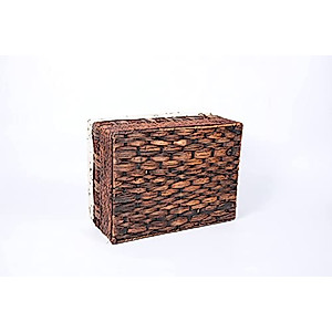 Rectangular Woven Water Hyacinth Storage Baskets Large Handmade Basket for Shelves Bathroom Kitchen Office Desk (Style D)