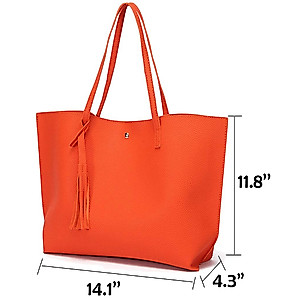 IBLUE Women Tote Bag Purse Large Faux Leather Shoulder Bag Tassel Satchel Handbags, D1059 (Lake Blue)