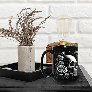 Skull Mug 15Oz Goth Gifts For Women Skull Gifts For Women - Witch Gifts Skull Gifts For Men Unique Skull Halloween Mug - Goth Decor Goth Mug - Skull Cup Gothic Gifts For Men Gifts For Gothic Women