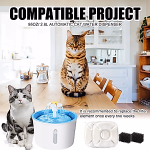 8pcs Pet Fountain Filters, Transparent Cat Water Fountain Filter with 8 Filtration Replacement Pre-Filter Sponges Cat Fountain Filters Compatible for Veken 95oz Pet Cat Dog Water Dispenser