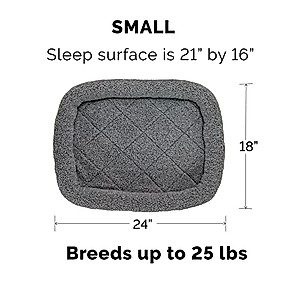 Furhaven Dog Bed for Small Dogs & Indoor Cats, 100% Washable, Sized to Fit Crates - Sherpa Fleece Bolster Crate Pad - Gray, Small