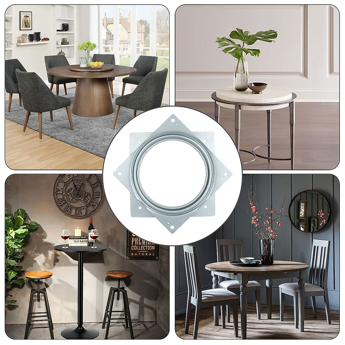 8Pack Lazy Susan Turntable Bearings, 6”Square Rotating Plate, 500lbs Capacity 5/16”Thick Swivel Plate for DIY Lazy Susan Project Storage Organizer Rack Cake Decorating Sculpture Displays