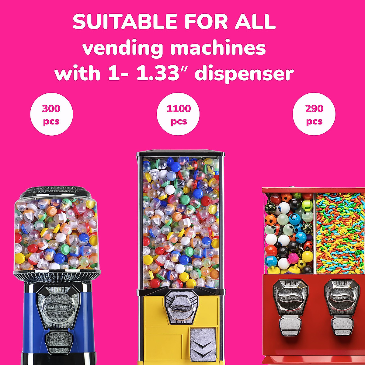 Capsule Vending Machine Translucent Pink Acorn Capsules Empty 30 pcs 1.1 inch - Gumball Machine Capsules Bulk Party Favors DIY Containers - Easter Basket Stuffers Gifts Pinata Stuffers