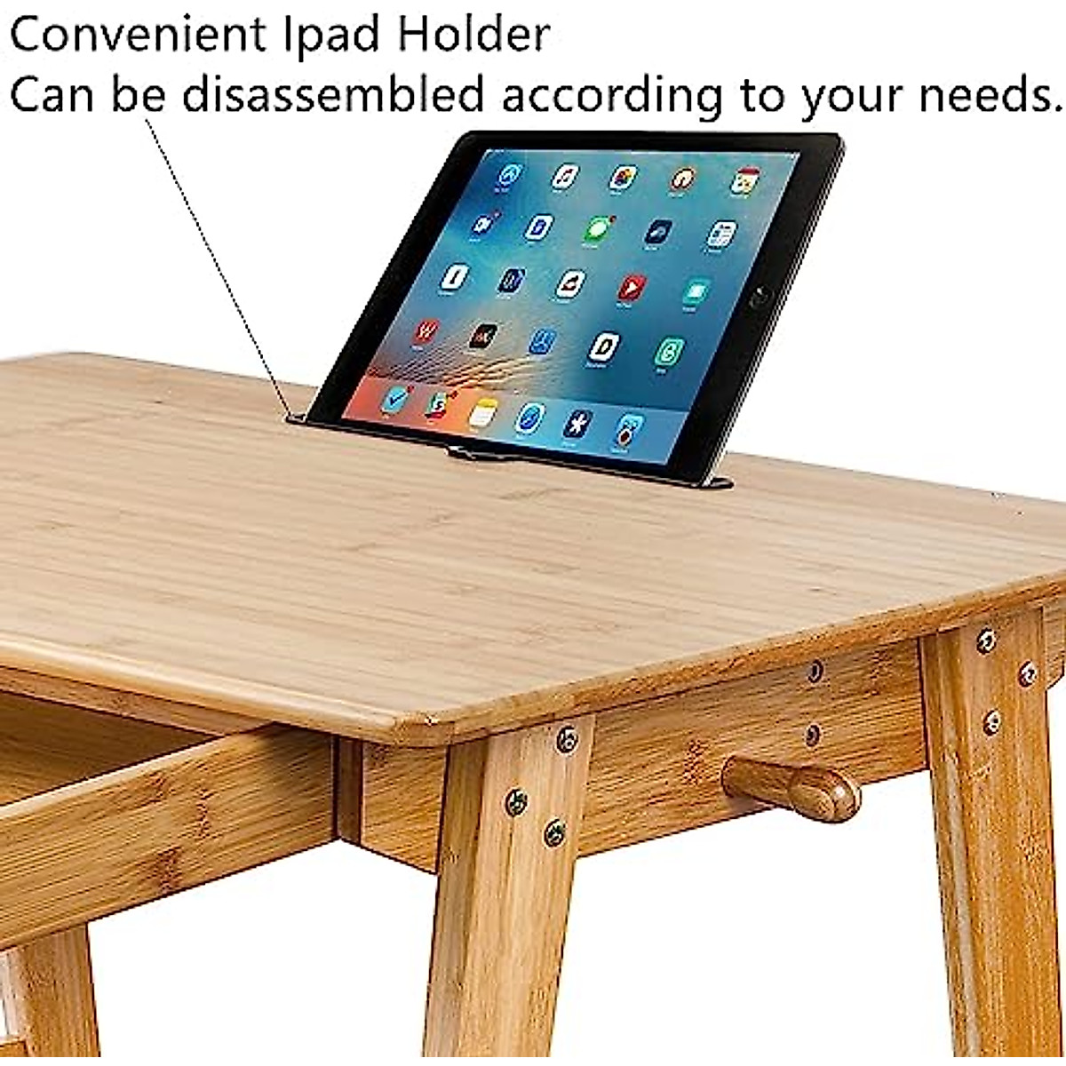 Dicunoy Writing Computer Desk with Drawer, 31" Small Simple Bamboo Table, Home Office Compact Sturdy Wooden Desk Furniture for Compact Apartmet, Bedroom, Study, Dormitory, Vanity, Workstation