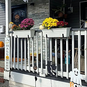 VIVIKEN Planter Box Brackets, Adjustable Flower Box Brackets for Deck Railing, No Drill Window Box Bracket for Outdoor Planters-4 Pack