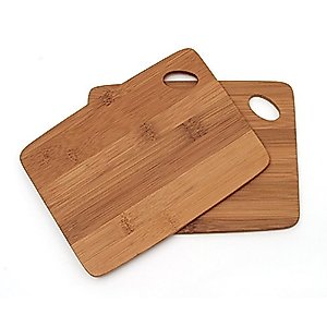 Lipper International Bamboo Wood Thin Kitchen Cutting Boards with Oval Hole in Corner, Set of 2 Boards, 6" x 8"