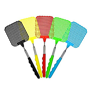 UUYYEO 3 Pcs Colorful Extendable Fly Swatter Plastic Large Fly Swatter Manual Swat Pest