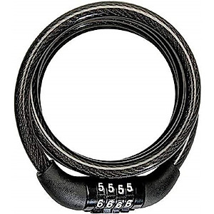 Black Heavy Bicycle 4 Letters Number Lock Combination Coiled Bike Steel Cable Lock Cycling Lock Bicycle Lock Accessories Helmet Lock Color May Vary for Honda Cb Twister